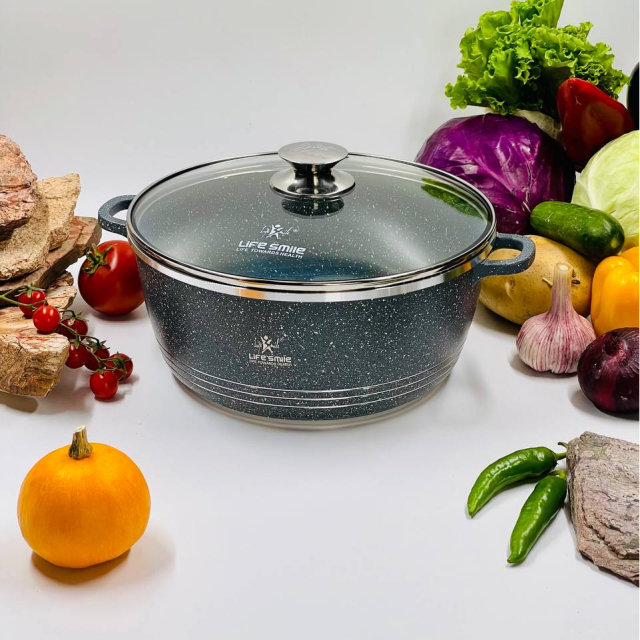 Казан со стеклянной крышкой Life Smile 20см 2,3л, Grey купить в ASAXIY: цены, характеристики, отзывы